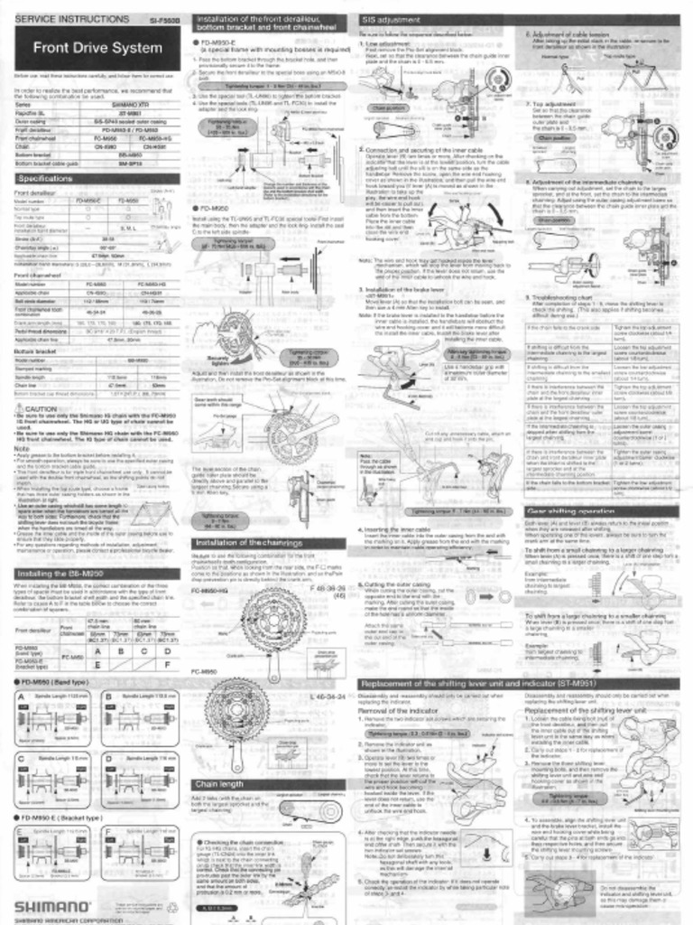 Shimano ST-m951 PDF | PDF