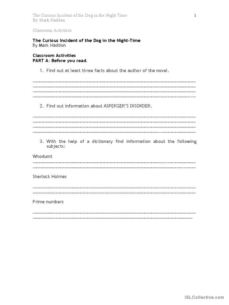 The Curious Incident of The Dog in The Night Time | PDF