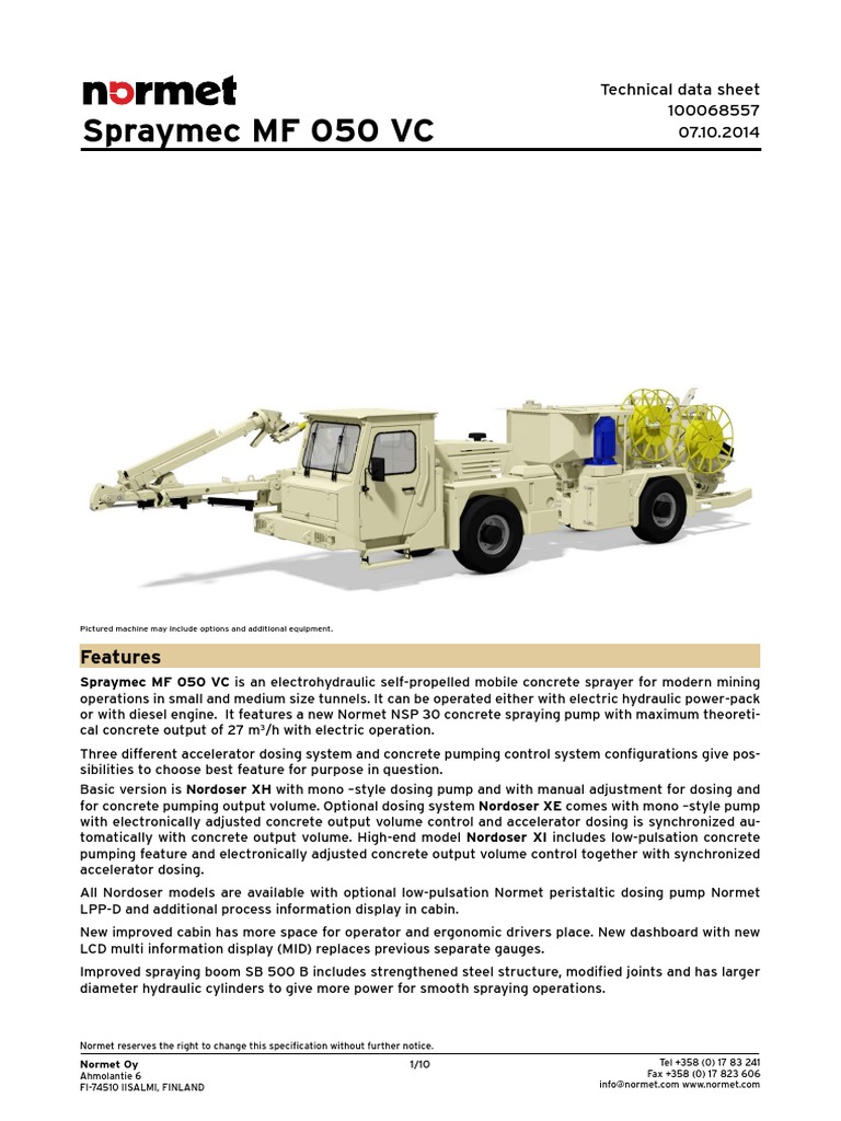The Spraymec MF 050 VC: A Technical Overview of Normet's Self-Propelled ...