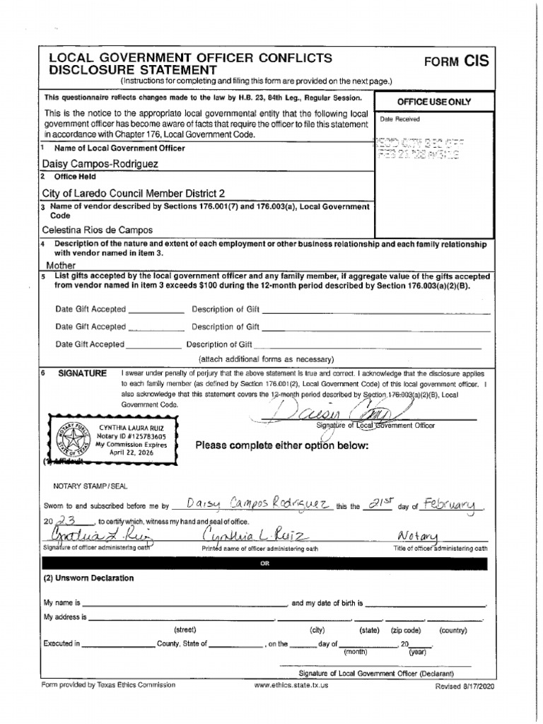 ORR - W030036-031323 - Local Gov T Officer Conflicts Disclosure ...
