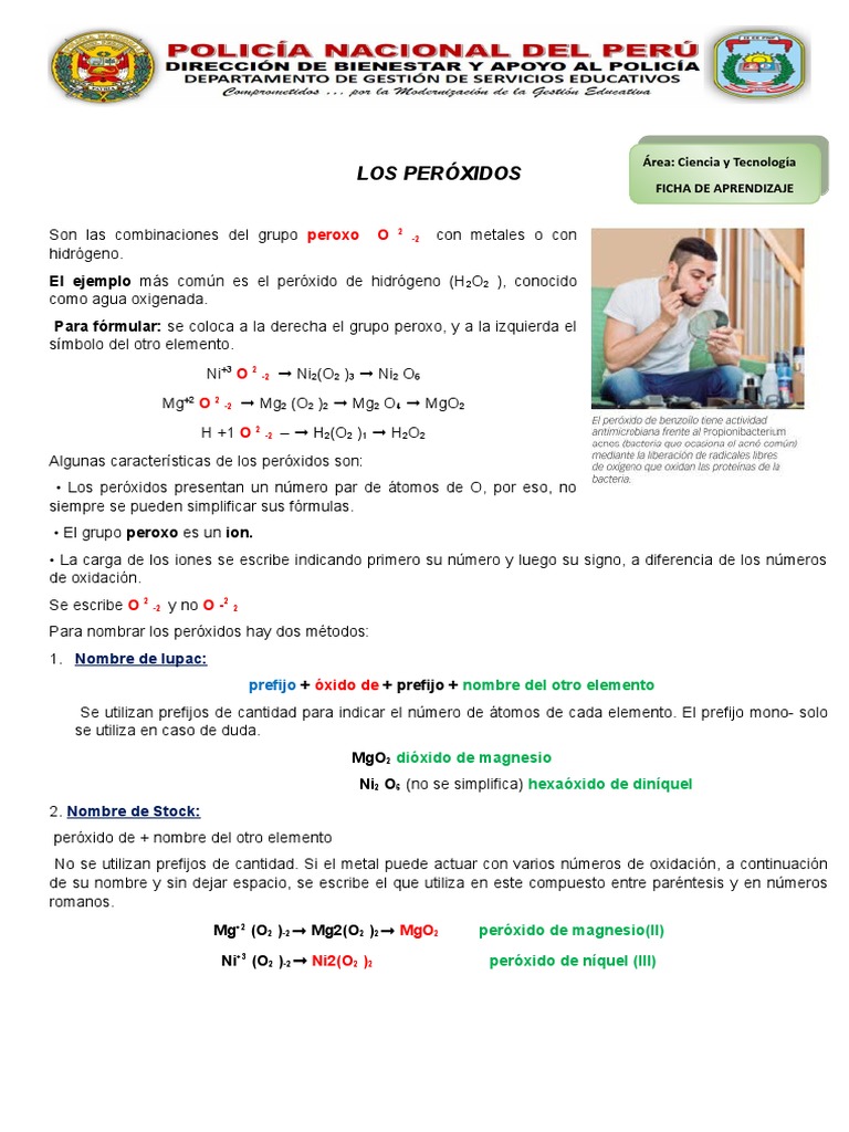Los Peróxidos: Peroxo O | PDF | Peróxido | Peróxido de hidrógeno