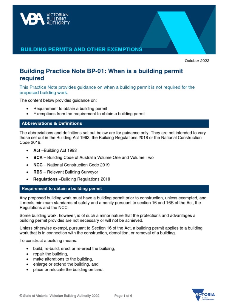 BP 01 When Is A Building Permit Required Updated Oct 22 | PDF ...
