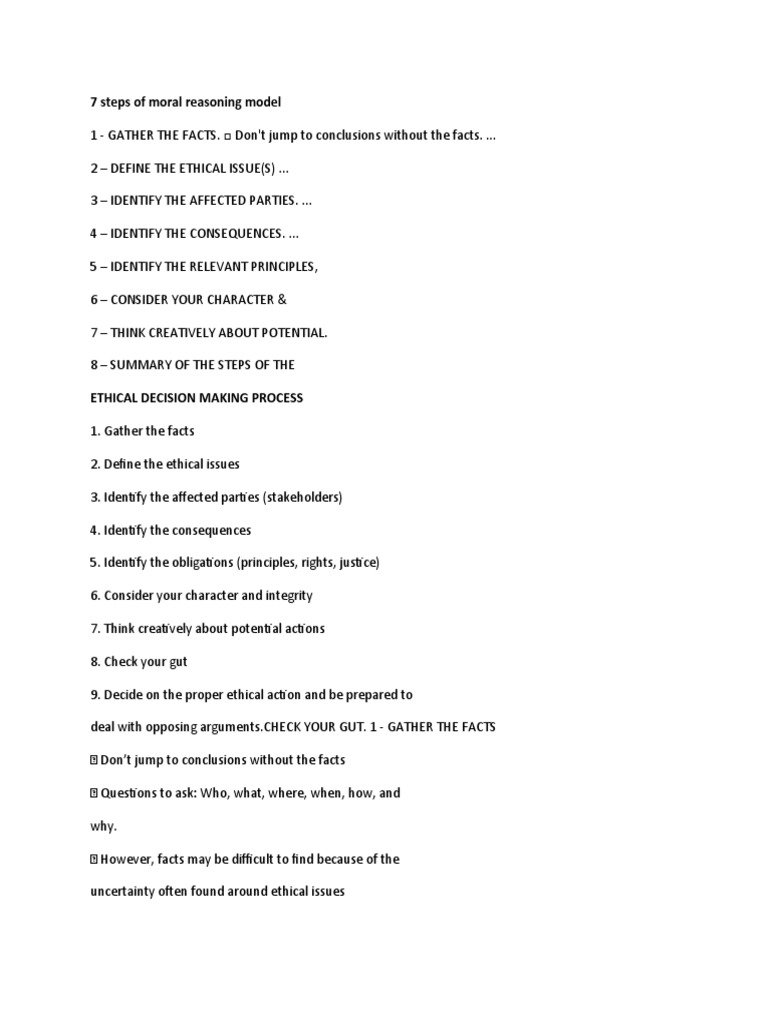 7 Steps of Moral Reasoning Model | PDF | Crime & Violence | Justice