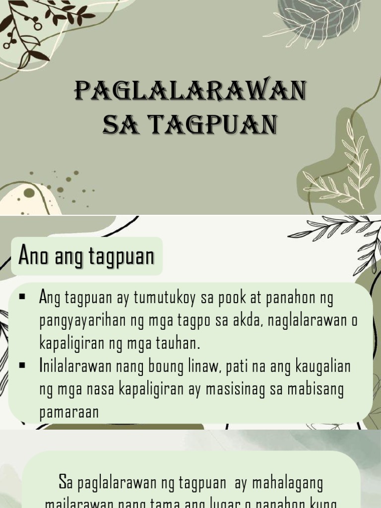 Pagbasa Paglalarawan NG Tagpuan | PDF