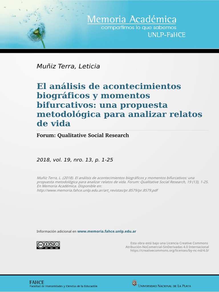 El Análisis de Acontecimientos Biográficos y Moementos Bifurcativos Una Propuesta Metodológica ...