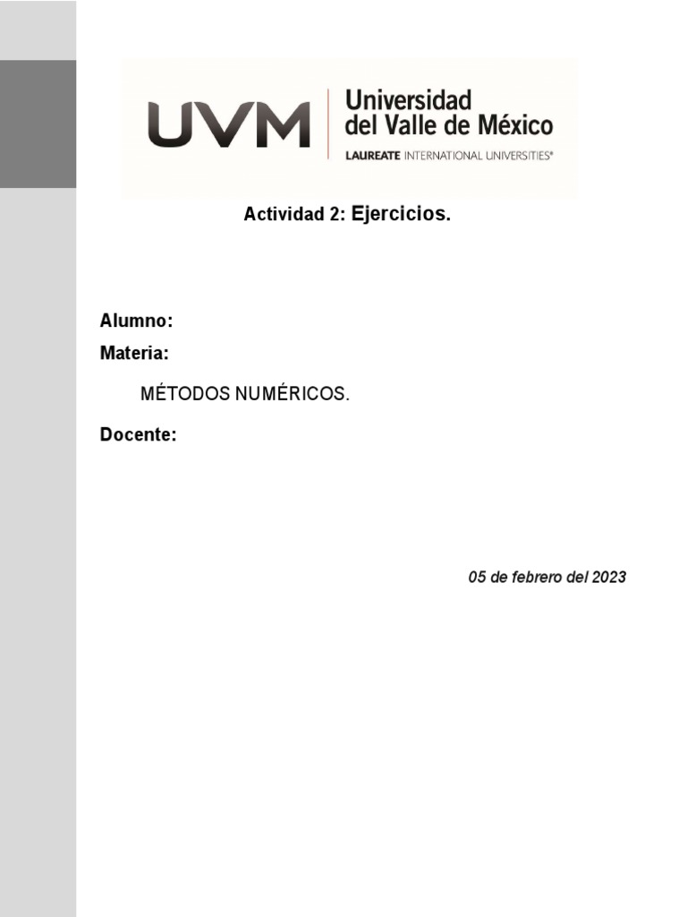 A2 Metodos Numericos UVM | PDF | Análisis numérico | Algoritmos