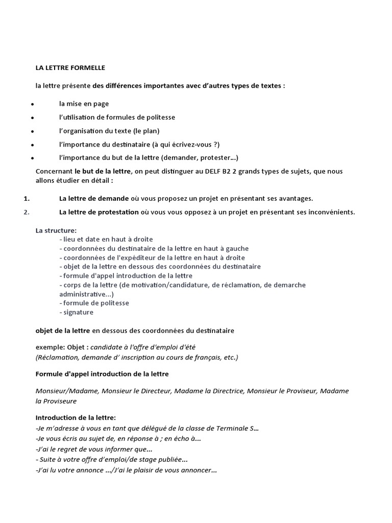 Guide de rédaction d'une lettre formelle | PDF | Linguistique