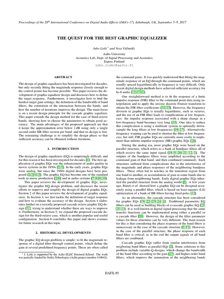 DAFx17 Paper 94 | PDF | Equalization (Audio) | Bandwidth (Signal Processing)