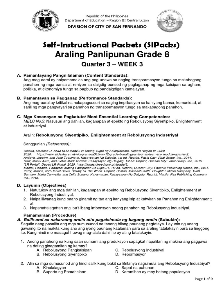 AP8 Q3 Week-3 Model-DLP | PDF