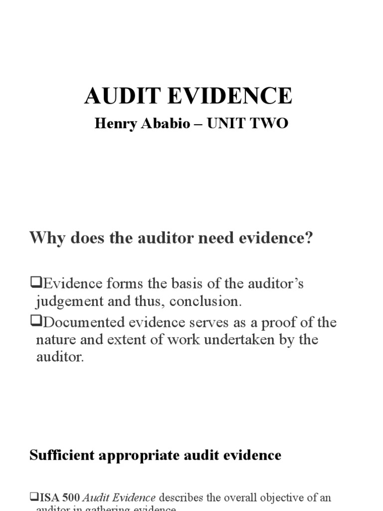 Audit Evidence - Unit Two | PDF | Financial Audit | Audit