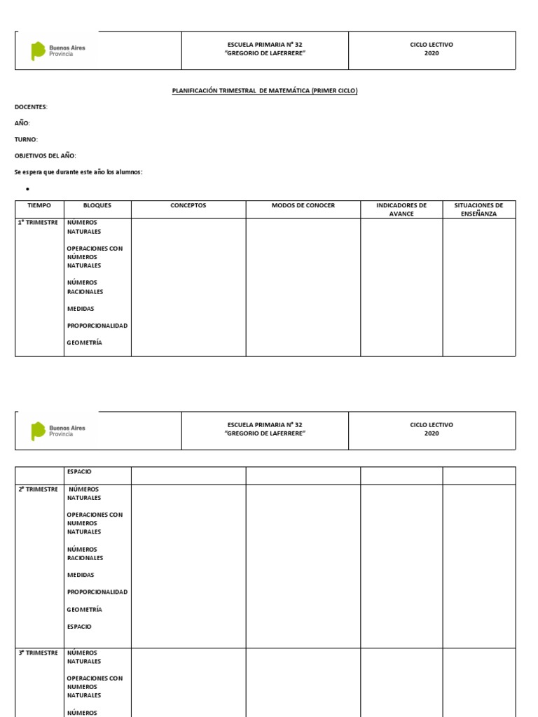Planificación Trimestral 2do Grado | PDF