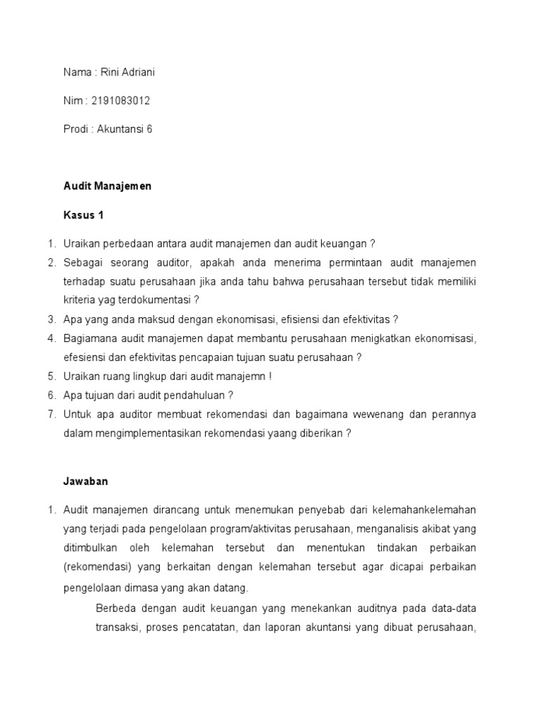 Audit Manajemen | PDF | Karier & Perkembangan | Bisnis