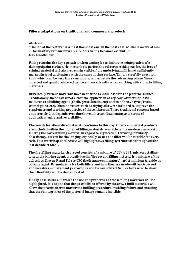 Fillers Adaptations On Traditional and C | PDF | Paint | Adhesive