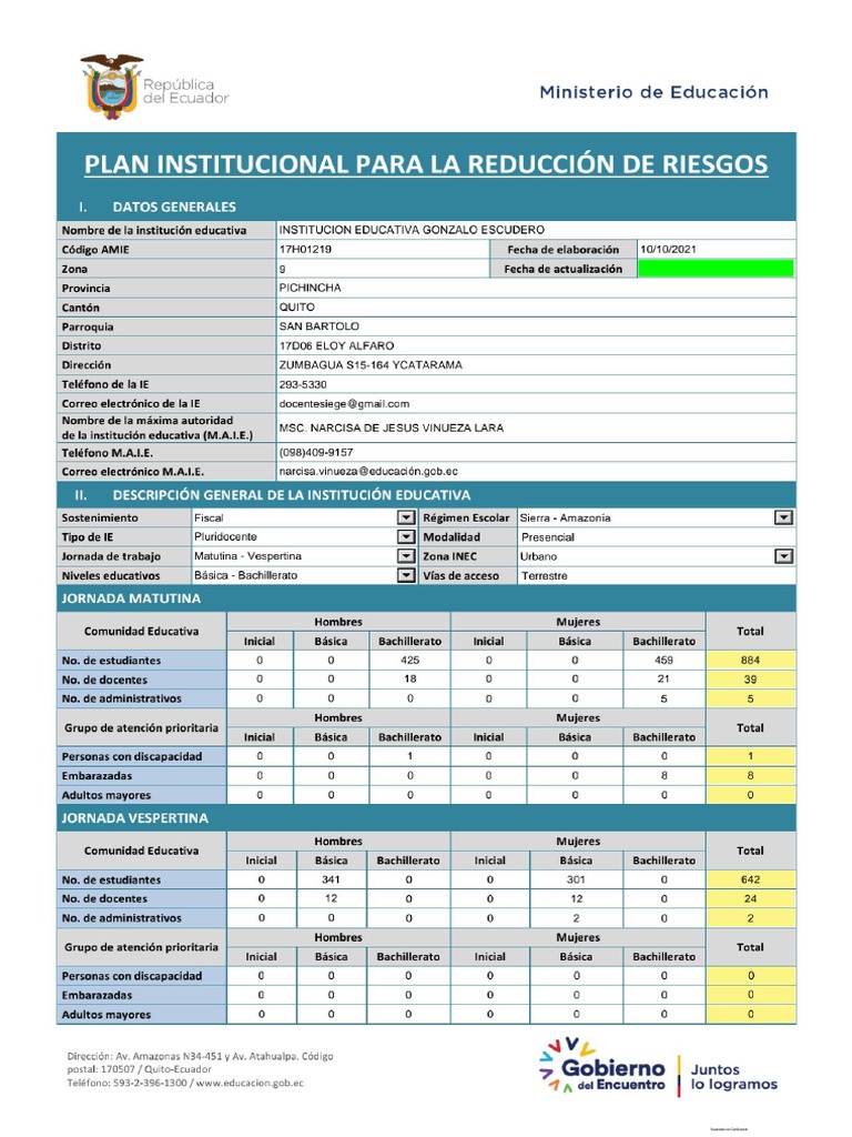 002 Formato Ie Gonzalo Escudero 2021-2022 PDF | PDF