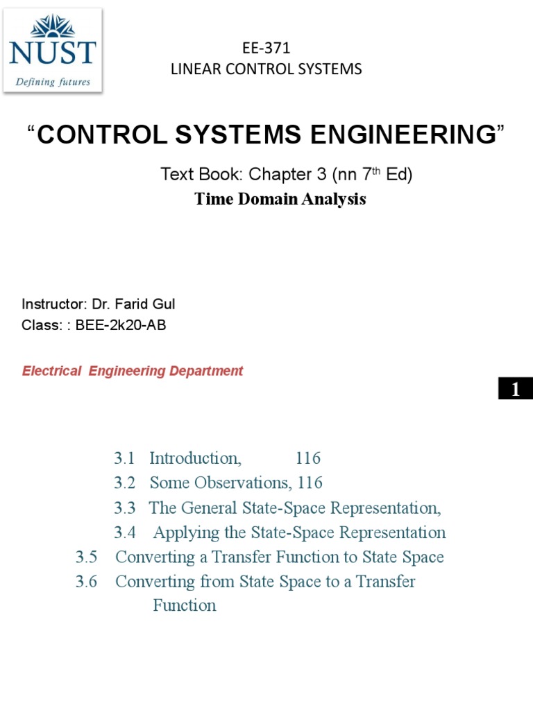 Linear Control Systems: State-Space Analysis | PDF | Equations | Mathematical Concepts