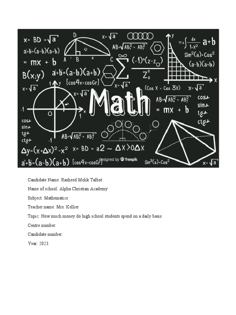 Rasheed Talbot Mathematics SBA 2023 | PDF | Questionnaire