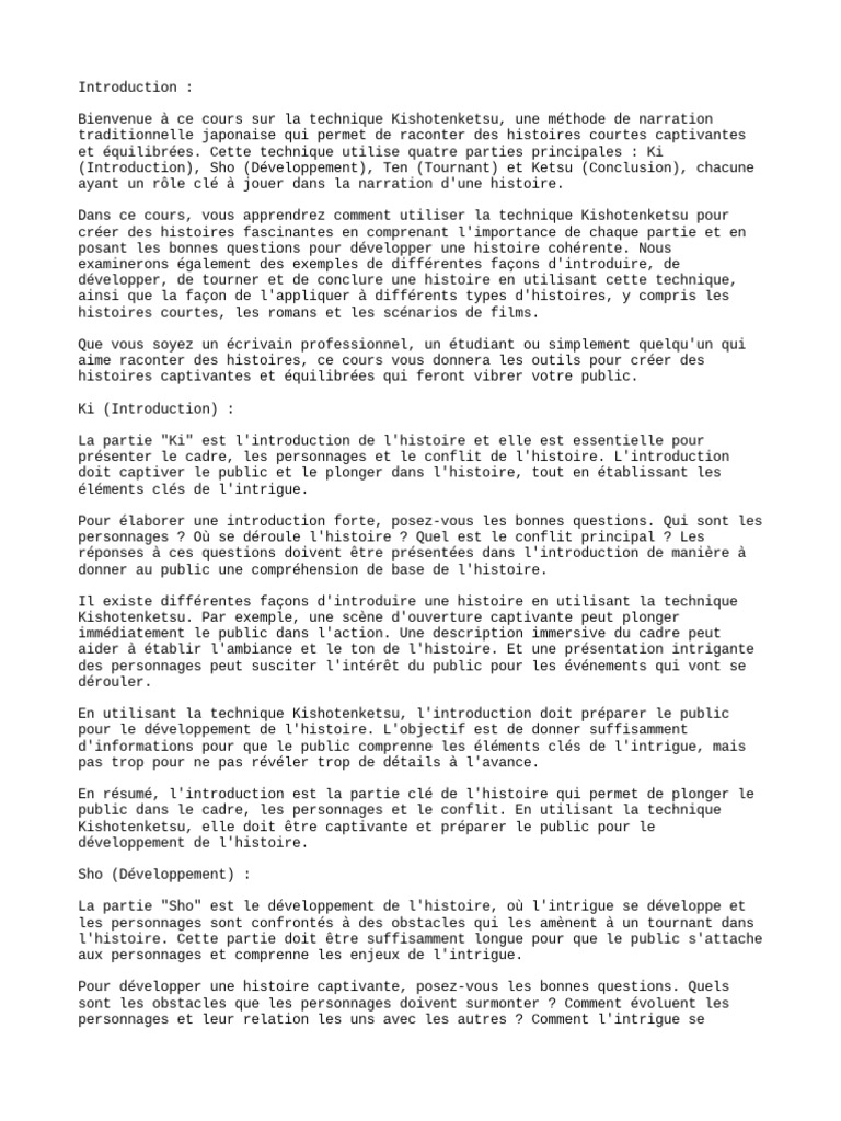Maîtrisez la Narration Kishotenketsu | PDF | Scénario