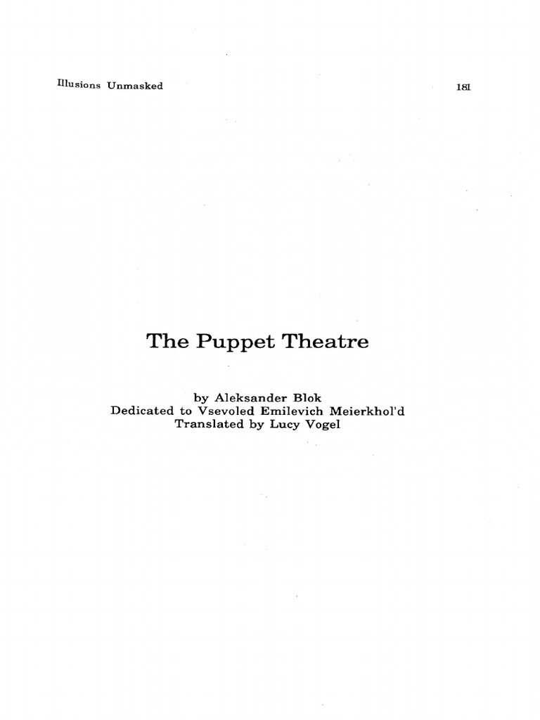 Alexander Blok - 'The Puppet Theatre' (Trans. Lucy Vogel), Canadian ...