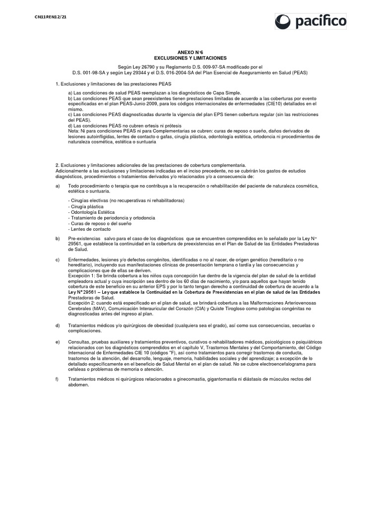 Anexo 6 Exclusiones y Limitaciones | PDF | Transplante de organo ...