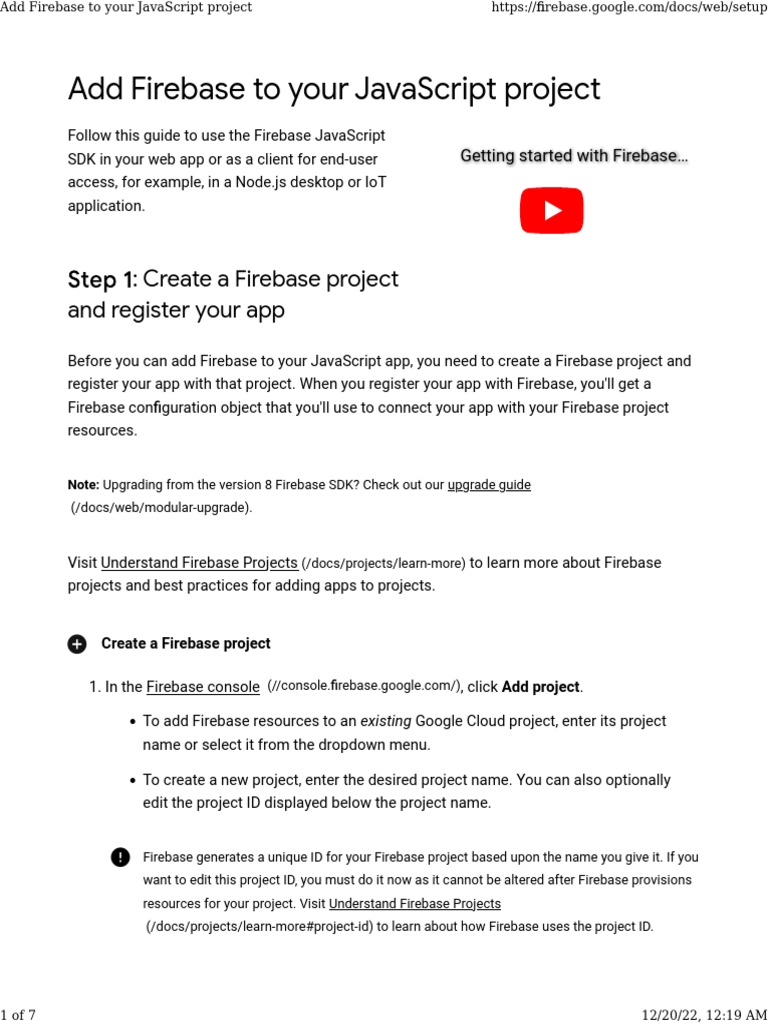 Add Firebase To Your JavaScript Project | PDF