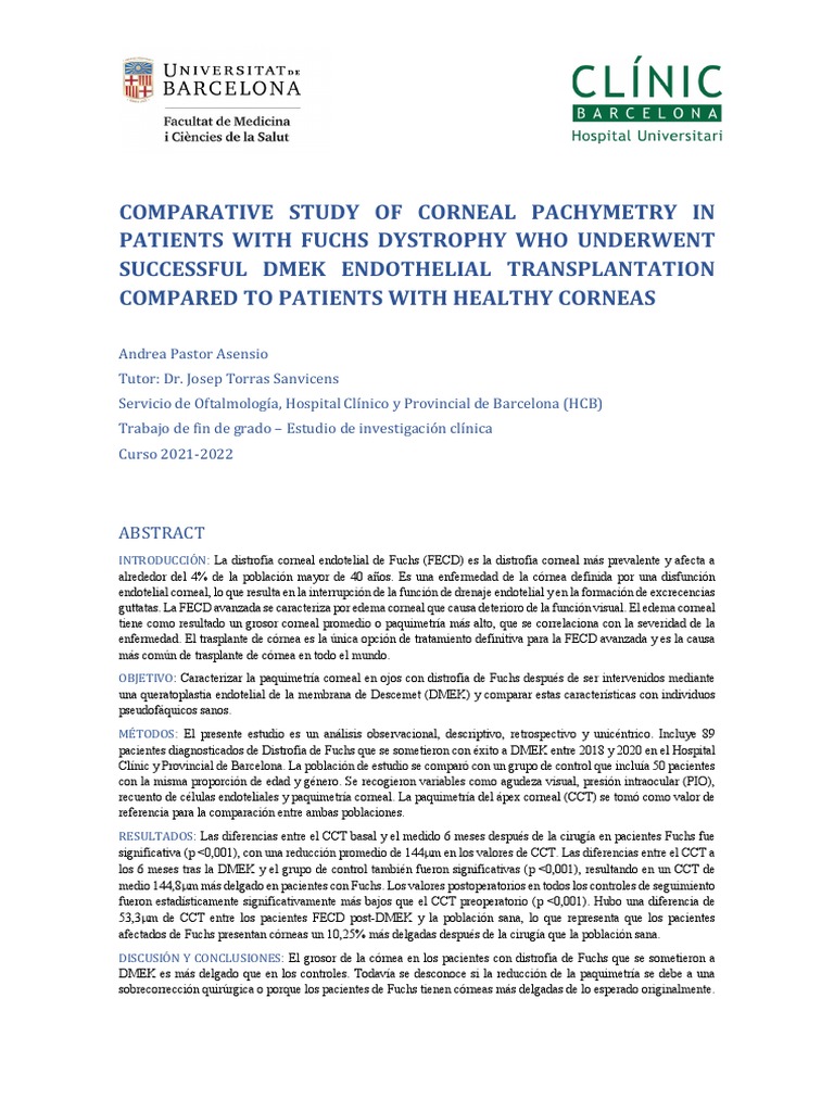 TFG Final | PDF | Oftalmología | Especialidades Medicas