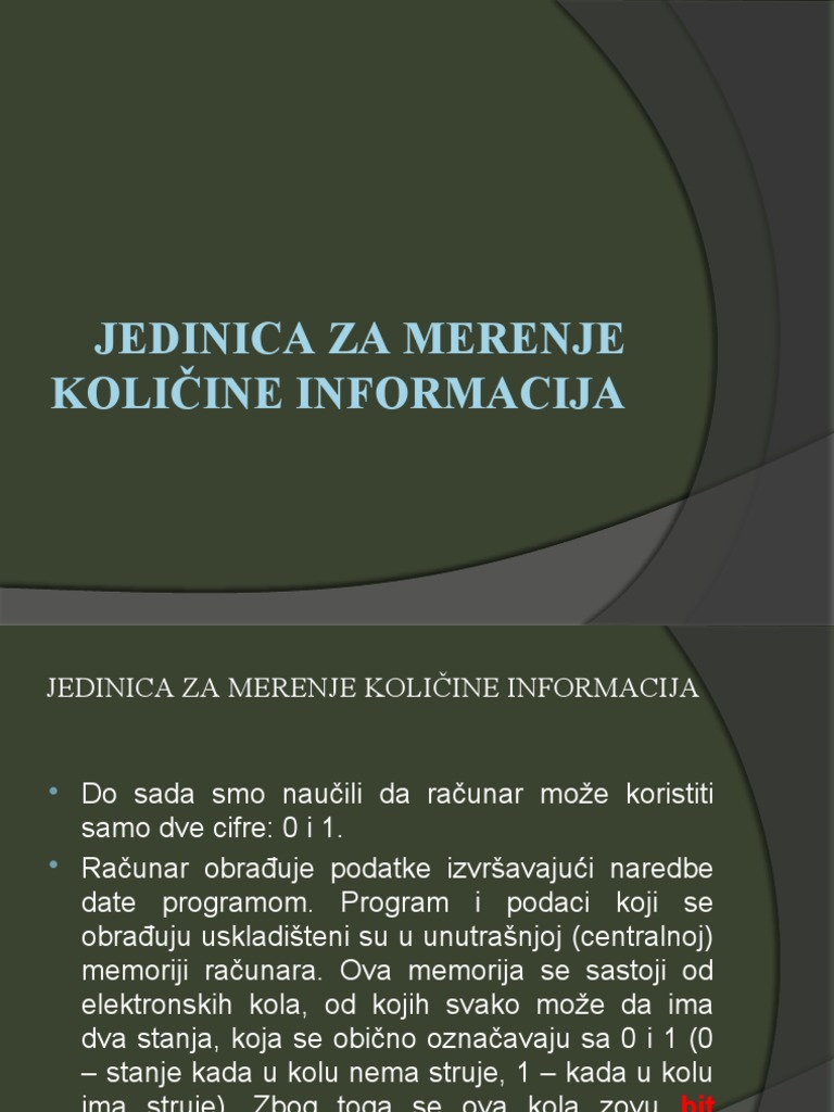 Jedinice Za Merenje Kolicine Informacija | PDF