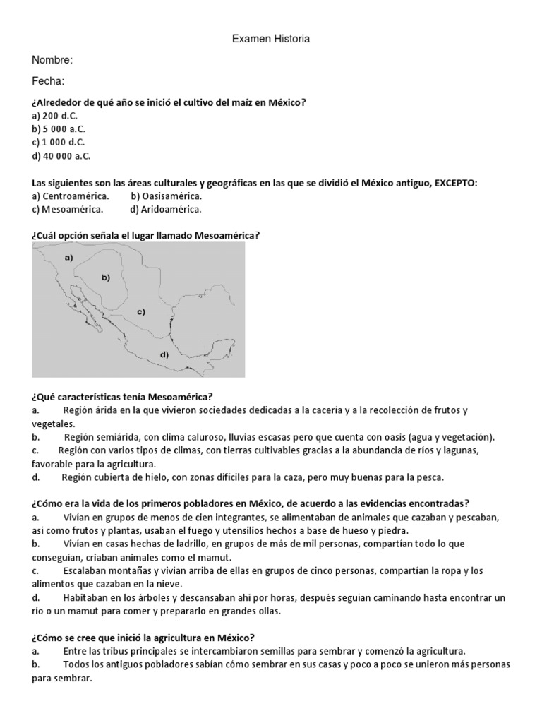 Examen 2 Trimestre PDF | PDF | Mesoamérica | México
