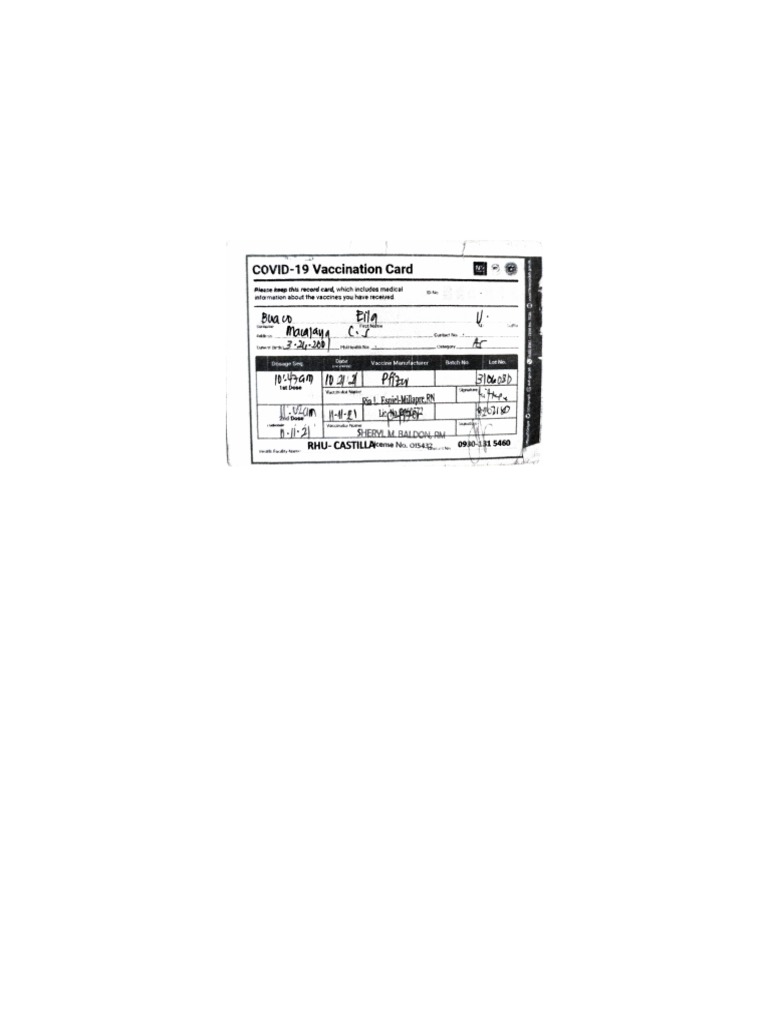 COVID-19 Vaccination Record Card | PDF