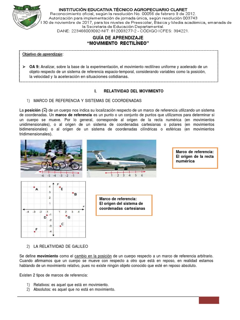 Guia Orientadora Fisica 10° | PDF | Velocidad | Ingeniería mecánica