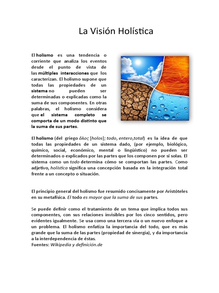 Definición de Visión Holística | PDF | Holismo | Metafilosofía