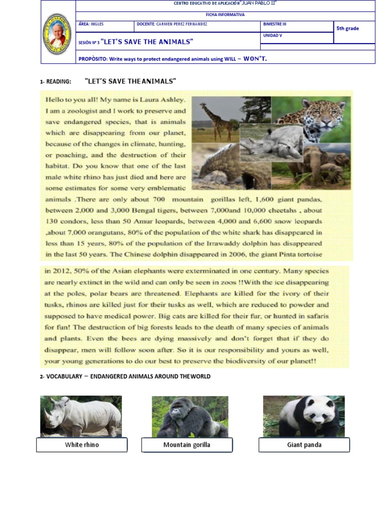 Save The Animals | PDF | Endangered Species | Organisms