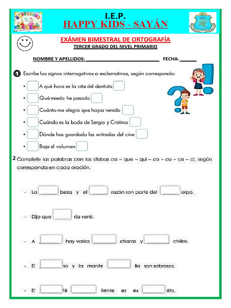 Examen de Ortografia 3 | PDF