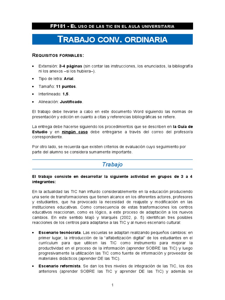 FP181 Trab CO Esp - v0r1 | PDF | Aprendizaje | Tecnología de información y comunicaciones