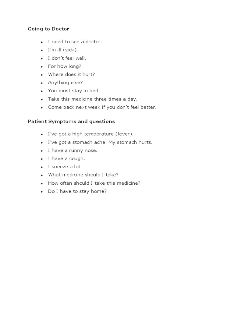 Going To Doctor Dialogue English A2 Exercise | PDF | Wellness