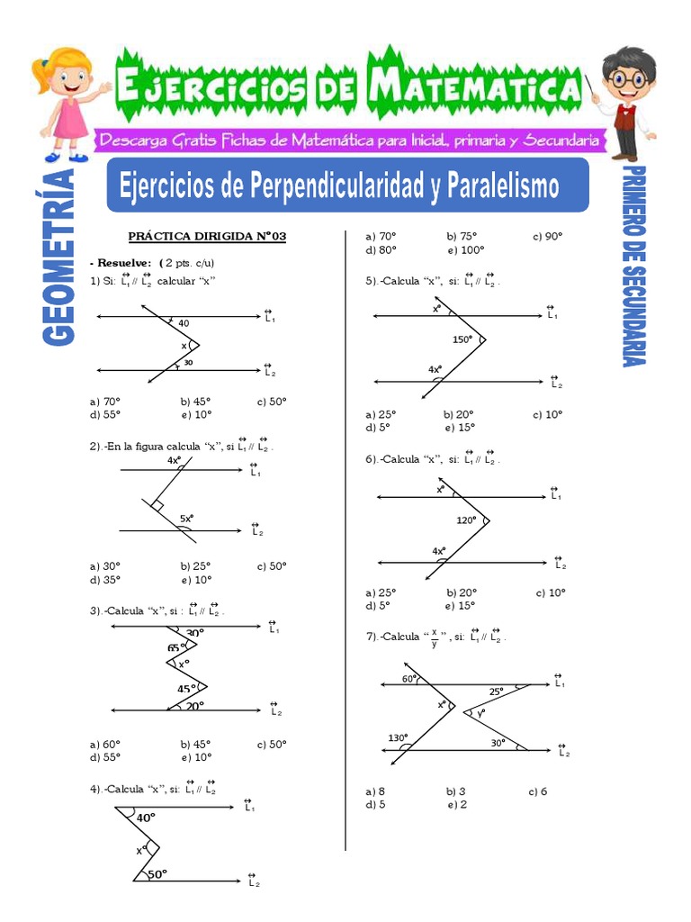 Ejercicios de Perpendicularidad y Paralelismo para Primero de Secundaria | PDF
