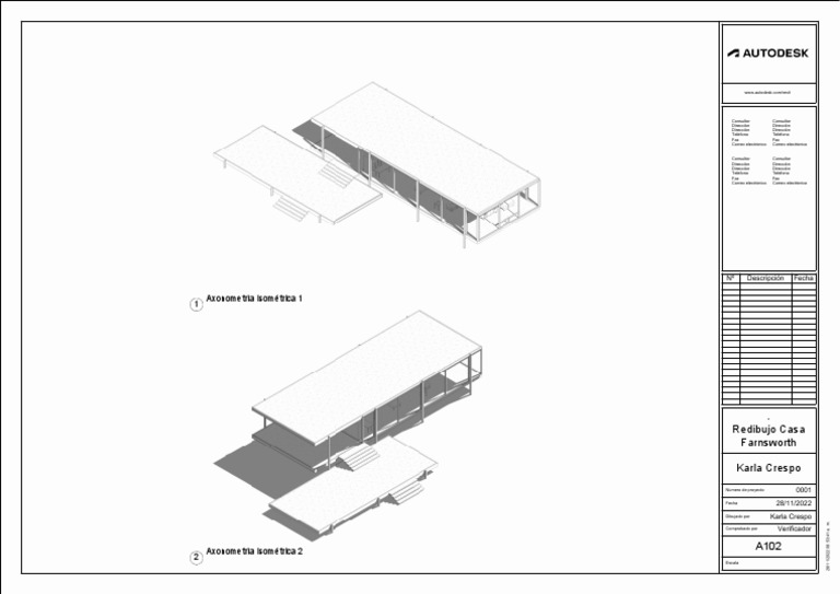 Redibujo Casa Farnsworth .: Axonometría Isométrica 1 1 | PDF