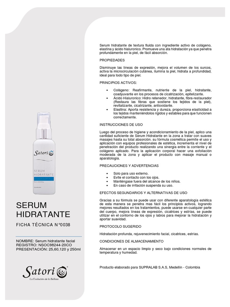 Ficha Tecnica Serum PDF | PDF | Piel | Masaje