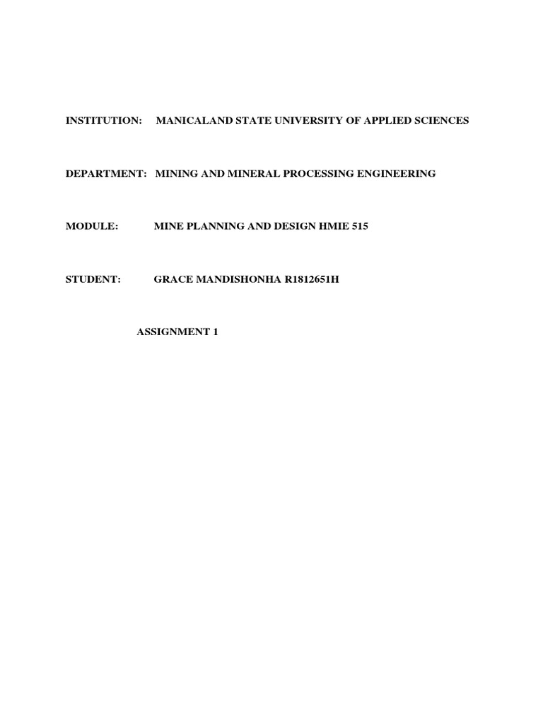 r1812651h MPD Ass 1 | PDF | Mining