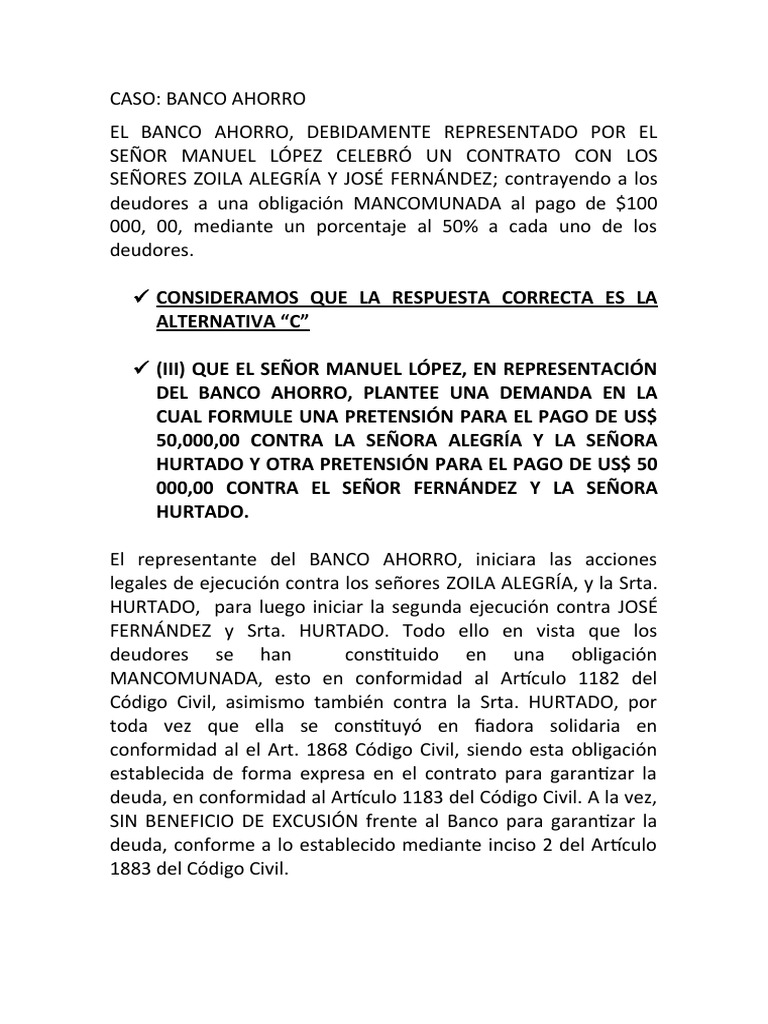 Caso - Banco Ahorro | PDF