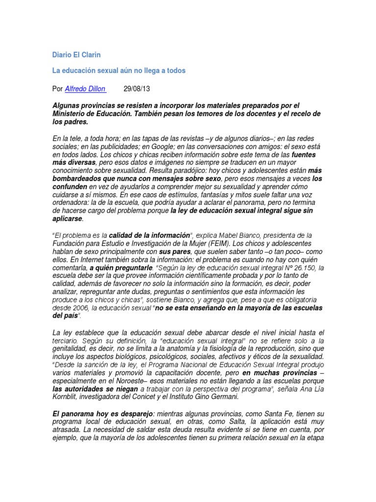 Educación Sexual Integral en Crisis | PDF | Educación sexual | Maestros