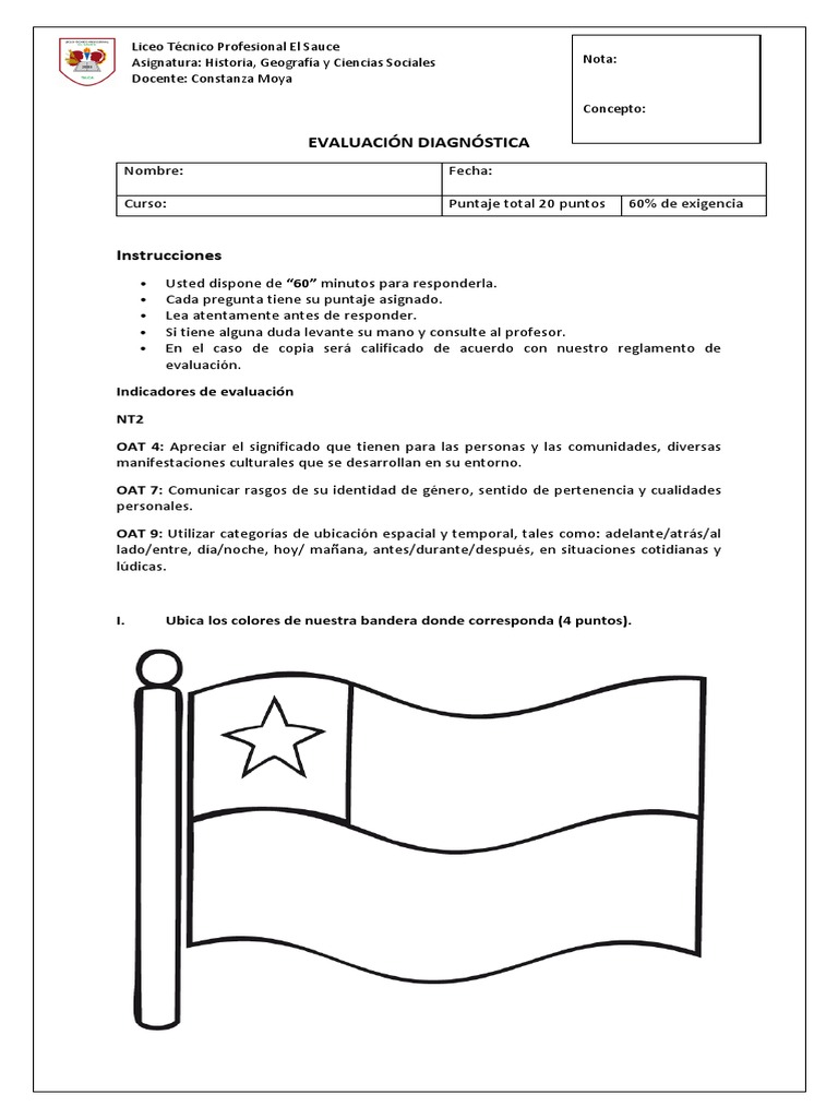 Evaluación Diagnóstica Historia 1° | PDF