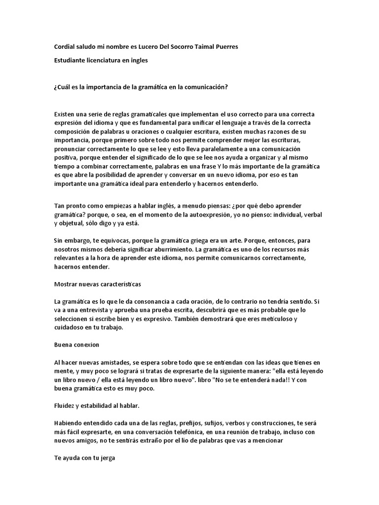 The Importance of Grammar in Writing | PDF | Gramática | Comunicación