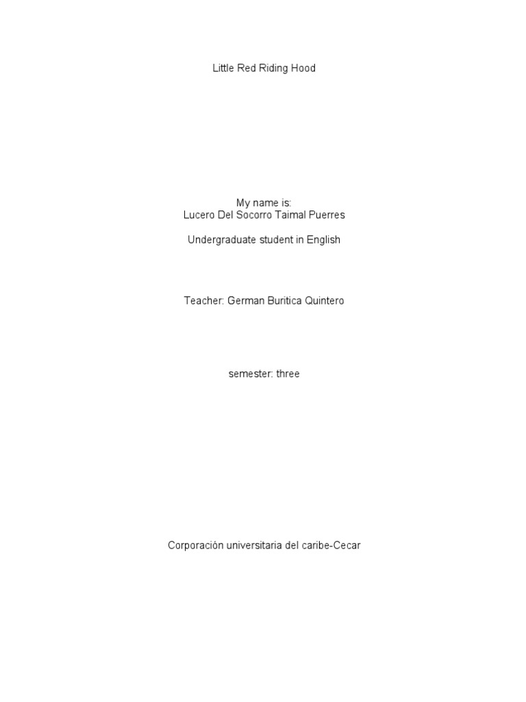 Little Red Riding Hood Analysis and Exercises | PDF | Little Red Riding ...