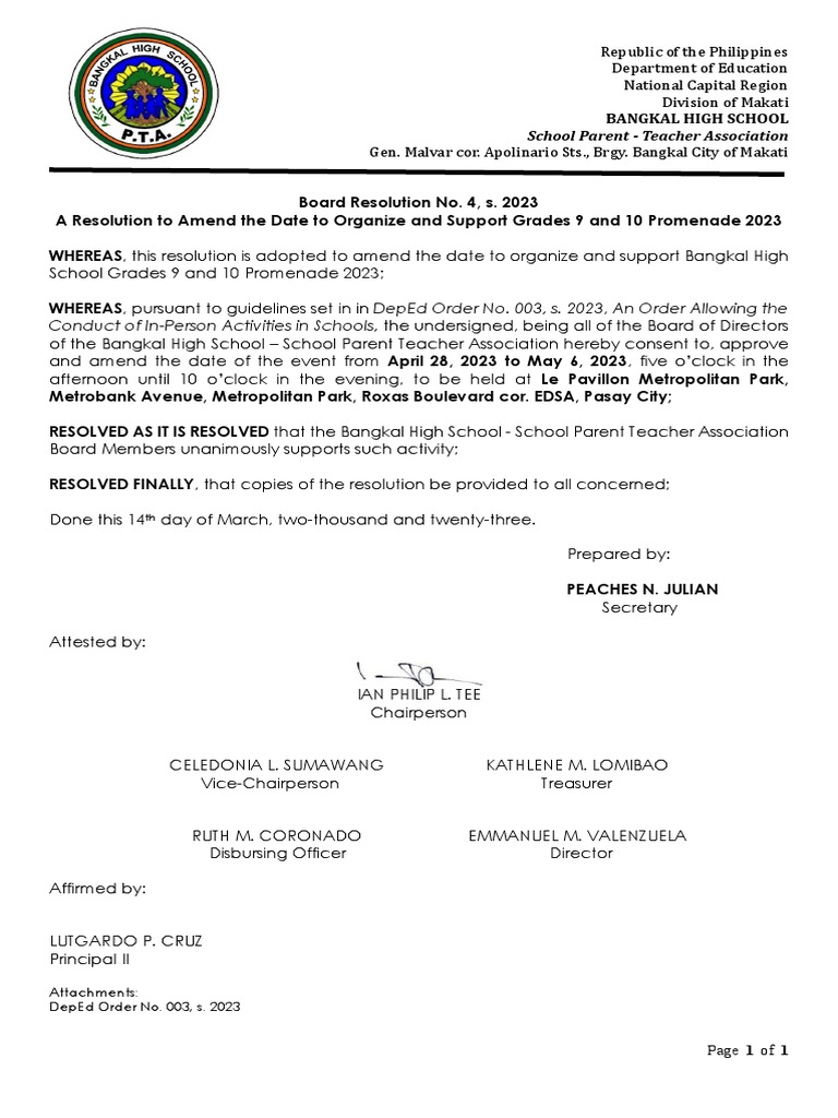 Amended Date of Board Resolution No 3 | PDF | Government | Governance