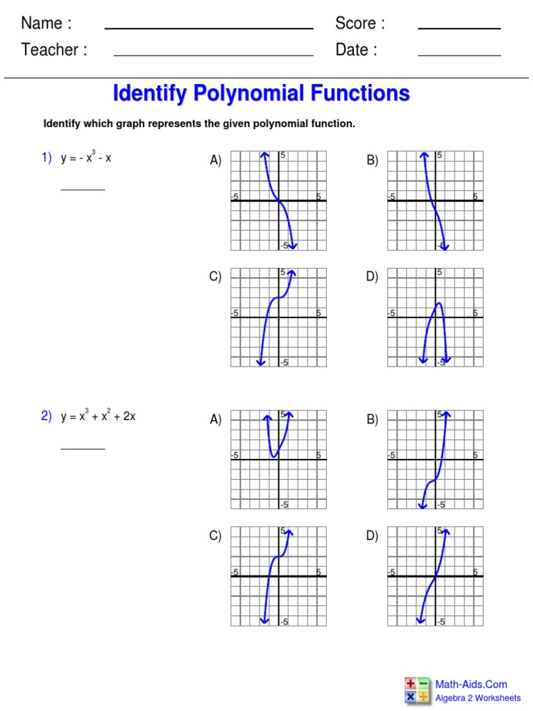 graph-of-polynomial-functions-multiple-choice | PDF | Polynomial | Numerical Analysis