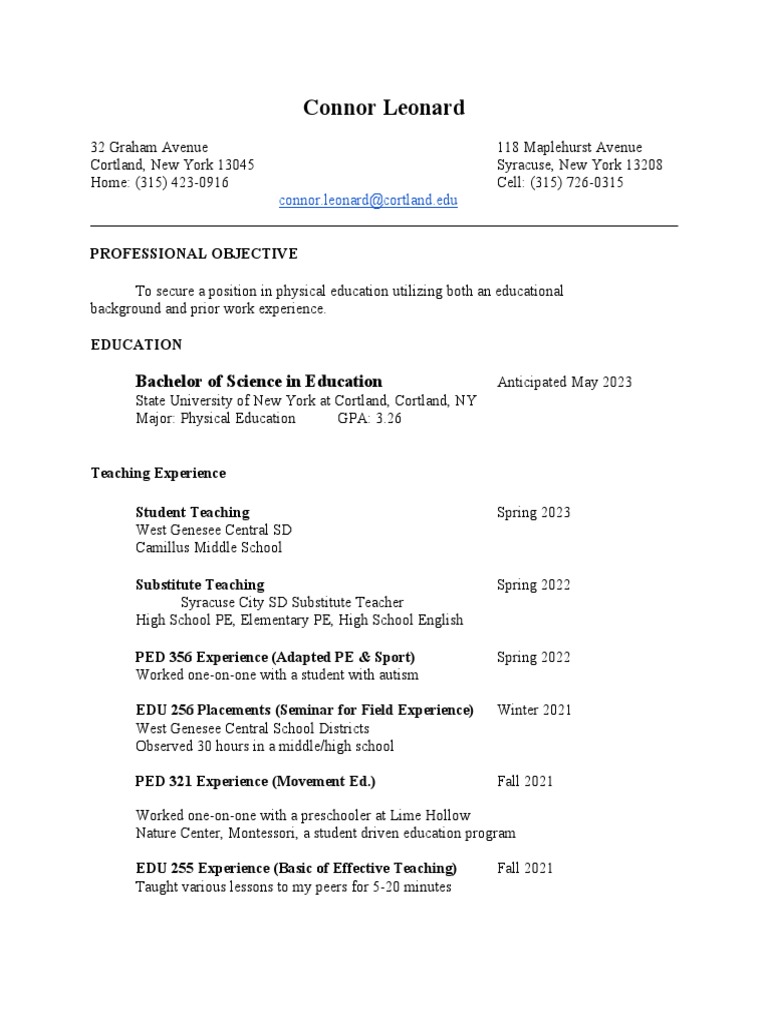 Connor Leonard Resume | PDF