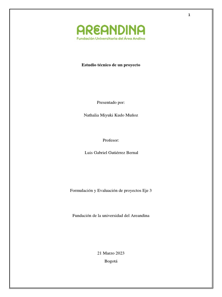 Kudomuñoznathaliamiyuki - 58016 - 13296444 - Formulacion y Evaluación de Proyectos Eje 3 PDF ...