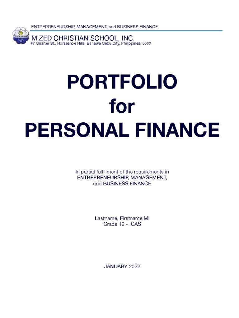 Portfolio for personal finance | PDF | Expense | Net Worth