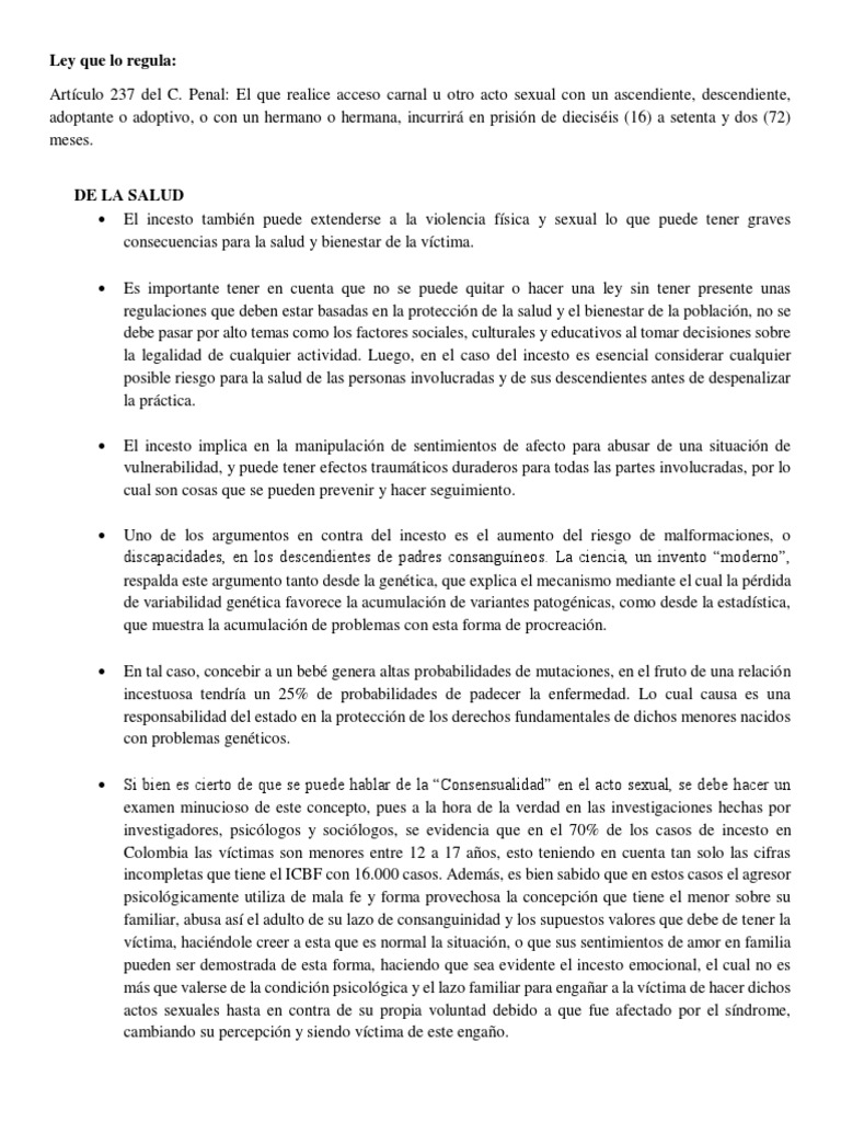 Fundamentos Debate Incesto | PDF | Abuso sexual | Incesto