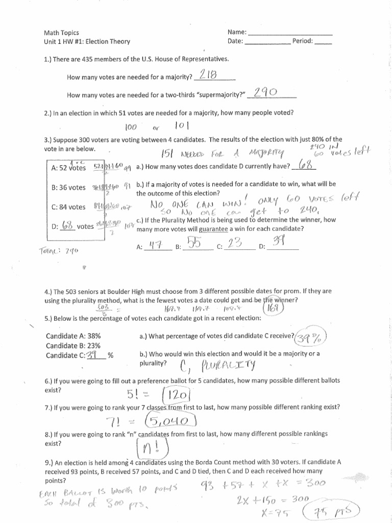 Unit 1 HW 1 ANSWER KEY | PDF